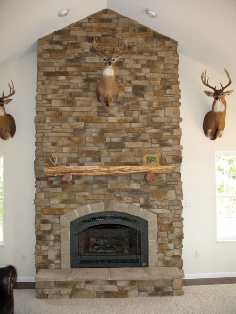 rustic stack stone fireplaces for lodge