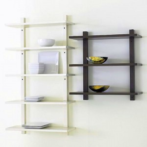 elegant wall shelves in black and white